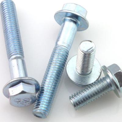 China Grade 8.8 M8 M10 M12 5 Blue Zinc Plated Carbon Steel Hex Head Flange Metal Bolt DIN6921 for sale
