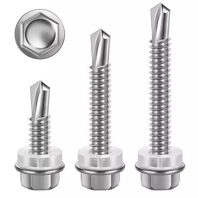 China Stainless steel ASME AISI SS400 SUS410 Hex Flange Head Self Drilling Screws  DIN7504 for sale