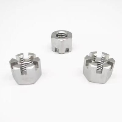 China M8 M10 Stainless Steel Plain Polishing Hexagon Slotted Nut SS201 SS304 SS316 DIN935 for sale