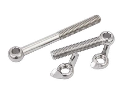 China M8 M10 M12 METAL BOLT Stainless Steel INOX 1.4301 1.4306 1.4571 Eye Bolt With Square Butterfly Wing Nut DIN444 for sale