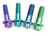 China M10x1.25 Gr5 Alloy Aluminum Anodized Titanium Rims 12 Point Flange Metal Bolt Full Thread for sale