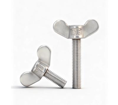 China 18-8 Stainless Steel Metal Bolt Plain Round Wing Butterfly Wing Machine Screw With Hex Nut DIN316 for sale