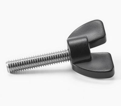 China M4 M6 ASTM A325 A307 Metal Bolt Gal Steel Zinc Plated Edged Butterfly Wing Machine Thread Screw With Black Nylon Edged Wing DIN318 for sale