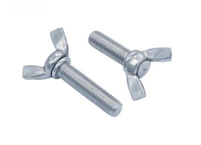 China M4 M10 M12 Metal Bolt Grade 4.8 8.8 10.9 12.9 Galvanized Carbon Steel Nickel Plating Edged Butterfly Wing Bolt DIN318 for sale
