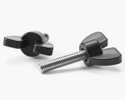 China ASTM A325 A307 M10 M12 Metal Bolt Zinc Plated Edged Butterfly Wing Machine Thread Screw With Black Nylon Edged Wing DIN318 for sale