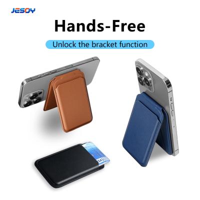 China Detachable PU Leather MagSafe Wallet Card Holder with Stand for iPhone - 10 Card Capacity and Strong Magnetic Attachment for sale
