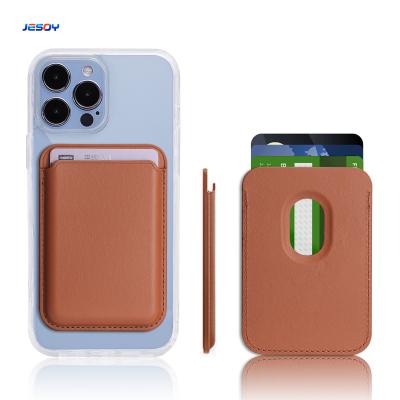 China PU Leather MagSafe Wallet Card Holder with N52 Magnets - 95×64×8mm Size for iPhone and Samsung for sale