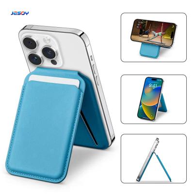 China Customizable PU Leather MagSafe Wallet Stand with N52 Magnets 102.5×65×11.5mm for iPhone 12-16 Series for sale