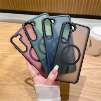 China Translucent Matte Magnetic MagSafe Phone Case 45g Shockproof for Samsung S24 S25 Ultra Series for sale