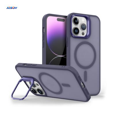 China Military Grade Magnetic Phone Case with Metal Camera Stand - N52 Magnets, 1500g Force, 12FT Drop Protection for iPhone/Samsung for sale