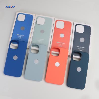 China Official With Logo Magnetic Liquid Silicon Mobile Cover Soft Microfiber for iPhone for sale