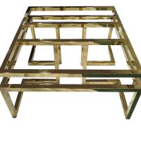 China Golden Chrome Plating Metal Coffee Table Frame Wire Drawing And Polished for sale