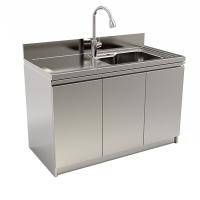 China Modular Stainless Steel Kitchen Cabinets , 0.8mm Double Sink Kitchen Cabinet for sale