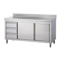 China Modular Stainless Steel Kitchen Cabinets , 0.8mm Double Sink Kitchen Cabinet for sale