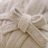 China Ultra Soft Waffle Fabric Coral Fleece Bathrobe Reusable Long Lasting For Spas Hotels Luxury Home Lounging for sale