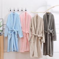 China Ultra Soft Waffle Fabric Coral Fleece Bathrobe Reusable Long Lasting For Spas Hotels Luxury Home Lounging for sale
