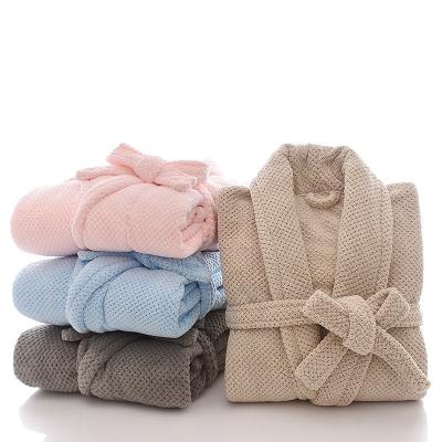 China Ultra Soft Waffle Fabric Coral Fleece Bathrobe Reusable Long Lasting For Spas Hotels Luxury Home Lounging for sale