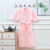 China Adult Short Sleeve 300gsm 120cm Coral Fleece Gown For Daily Use for sale