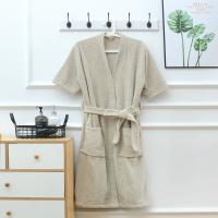 China Adult Short Sleeve 300gsm 120cm Coral Fleece Gown For Daily Use for sale