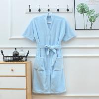 China Adult Short Sleeve 300gsm 120cm Coral Fleece Gown For Daily Use for sale