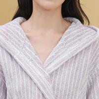 China 120cm Unisex Winter Colorful Stripes Coral Fleece Bathrobe Sleepwear Super Absorbent for sale