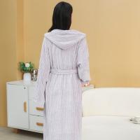 China 120cm Unisex Winter Colorful Stripes Coral Fleece Bathrobe Sleepwear Super Absorbent for sale