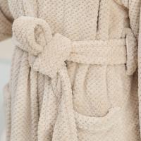 China Luxury Hooded Waffle Coral Fleece Bathrobe Dual Texture Comfort Elegance for sale