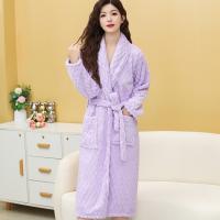 China Plush Coral Fleece Bathrobe 300 Grams 120cm Soft Luxury 85% Polyester 15% Polyamide for sale