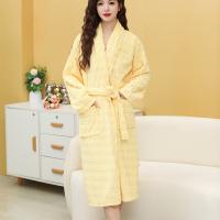 China Luxuriously Plush Coral Fleece Bathrobe 300 Grams 120cm Thick Soft For Women for sale