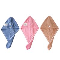 China Adult 25x65cm Waffle Coral Fleece Microfiber Hair Towel 300gsm Quick Dry for sale