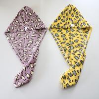China Leopard Print Microfibre Hair Towel 400gsm 25x65cm Microfiber Turban Towel for sale