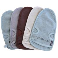 China Lightweight 35G/PC Bamboo Exfoliating Mitt Fine Edge Binding for sale