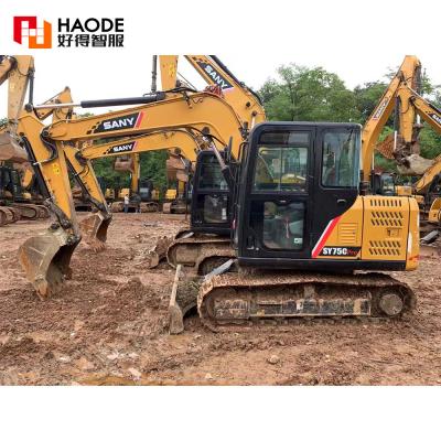 China Sany SY75CPro 7.5 Ton Hydraulic Crawler Excavator with Isuzu AU-4LE2X Engine 7500 KG Operating Weight for sale