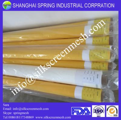 China monofilament polyester screen fabric plain weave printing mesh 7t-200t white/yellow for sale