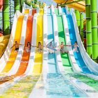 China Customized Interactive Racer Water Slide with 10-18M Platform Height and 8-10mm Fiberglass Construction for sale