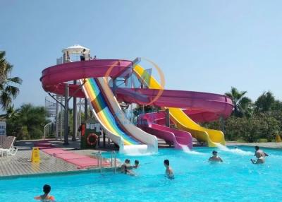 China Curved Fiberglass Pool Slide 8-10mm Thickness with Custom Height for Hotels & Water Parks for sale