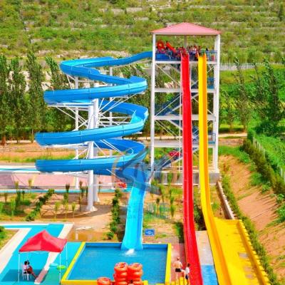 China Adult High Speed Water Slide Equipment 8m Platform Height 400-700cbm/Hour Water Flow FRP Construction for sale