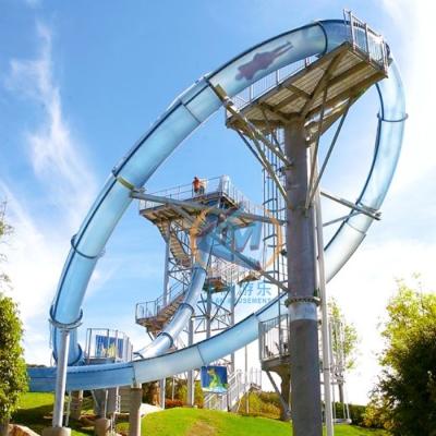 China Aqualoop Water Slide FRP Material 10-12mm Thickness >15m Height for Water Parks for sale