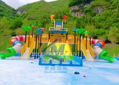 China Children Water Playground Plastic Slide 6x4.5m with 114mm Steel Structure for Amusement Centers for sale