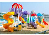 China 6x5.5m Outdoor Playground Slide with LLDPE Plastic & 114mm Steel Posts - Customizable Kids Play Equipment for sale