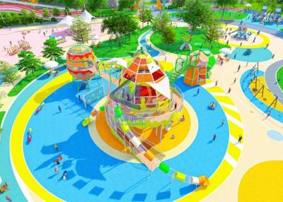 China Custom Non-Power Outdoor Playground Set 35x25m with Steel Platform and Plastic Slides for Parks for sale
