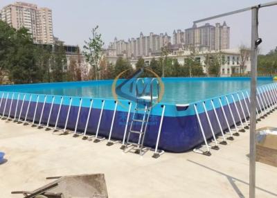 China Amusement Park PVC Tarpaulin Pool 60x40m 90cm Depth Waterproof with Steel Frame Support for sale