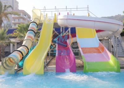 China Fiberglass Pool Slide 8-10mm Thickness with Custom Platform Height for Water Parks and Resort Swimming Pools for sale
