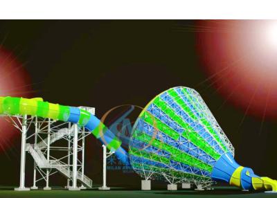 China Commercial FRP Big Trumpet Water Slide 15m Platform 4 Person Tube for Adults for sale