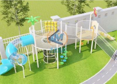 China 1300x760cm Outdoor Playground Equipment with Anti-Slip Platforms and 114mm Steel Columns for sale