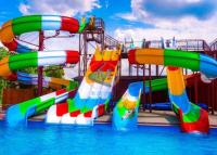 China Colorful Fiberglass Water Pool Slide 8-10mm Thickness with 5M+7M Platform Height - Customizable Design for sale