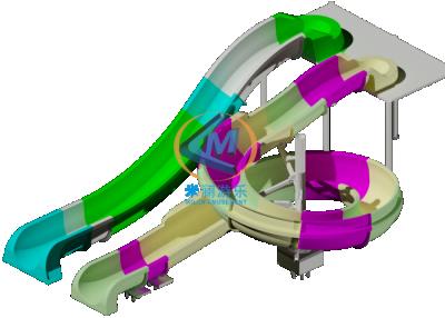 China Fiberglass Swimming Pool Water Slide Custom Height 8-10mm Thickness 1 Rider for sale