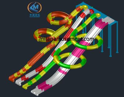 China Durable Fiberglass Water Slide 8-10mm Thickness 12-Year Lifespan for Water Parks for sale