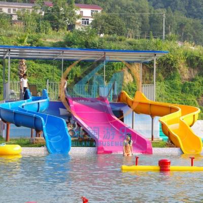 China Commercial Fiberglass Water Slide for Kids Low Height 0.6-0.9m Pool Depth Custom Size for sale