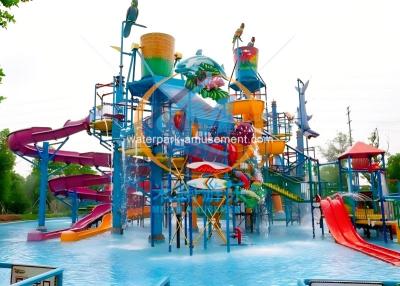 China Outdoor Interactive Water Playground for Kids 45x35m FRP Slide 200 People Capacity for sale
